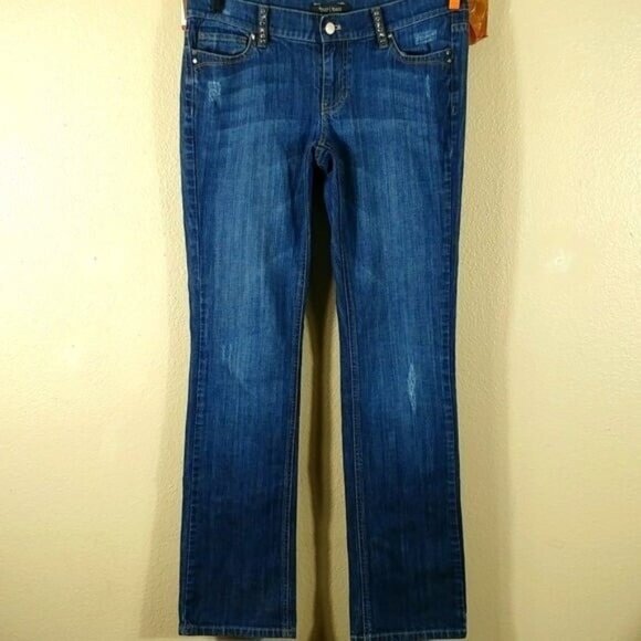 White House Black Market | Jeans | Whbm Womens Blue Distressed Jeweled ...